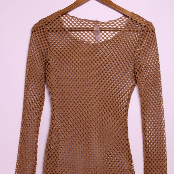 Fashion Nova | Swim | Fashion Nova Brown Mesh Fishnet Swimsuit Coverup ...